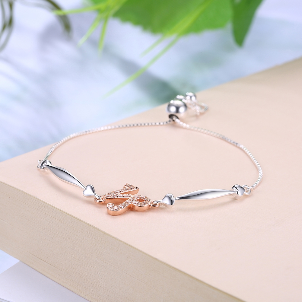 925 Sterling Silver Cubic Zirconia Adjustable Bracelets 3LK053888B