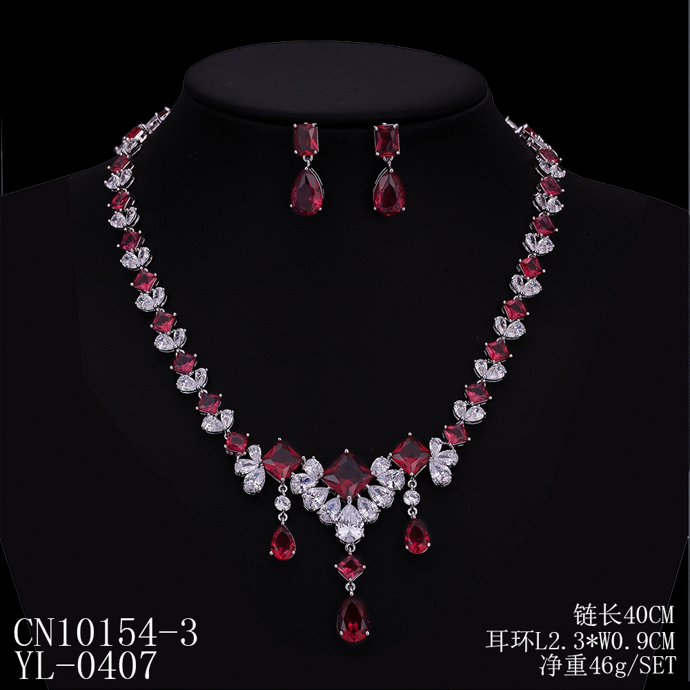 Featured Red Luxury Necklace and Earring Set with Full Guarantee