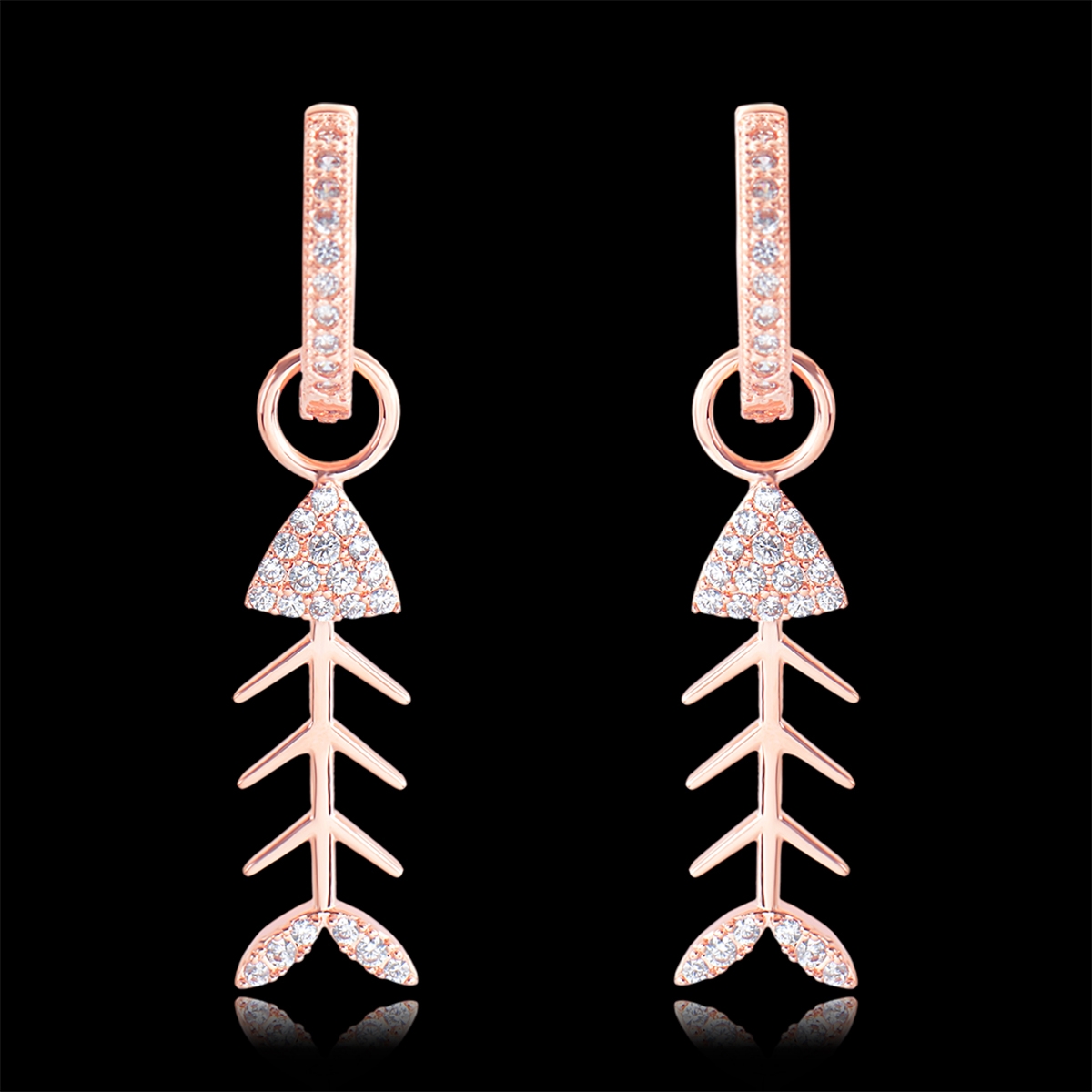 Low Price Rose Gold Plated Cubic Zirconia Dangle Earrings