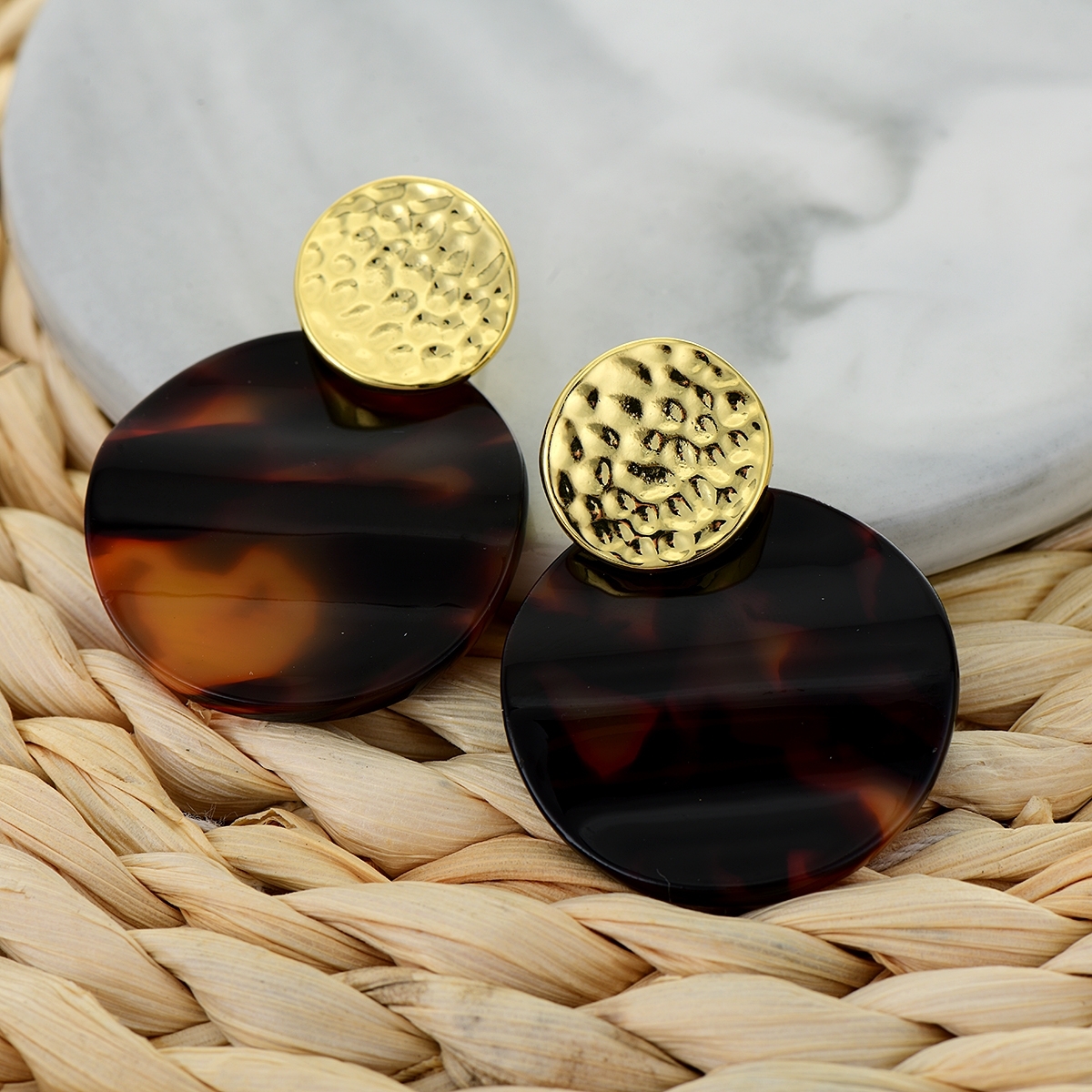 Beautiful Resin Rose Gold Plated Stud Earrings