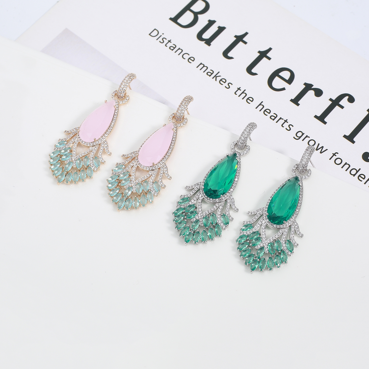 Nice Cubic Zirconia Platinum Plated Dangle Earrings