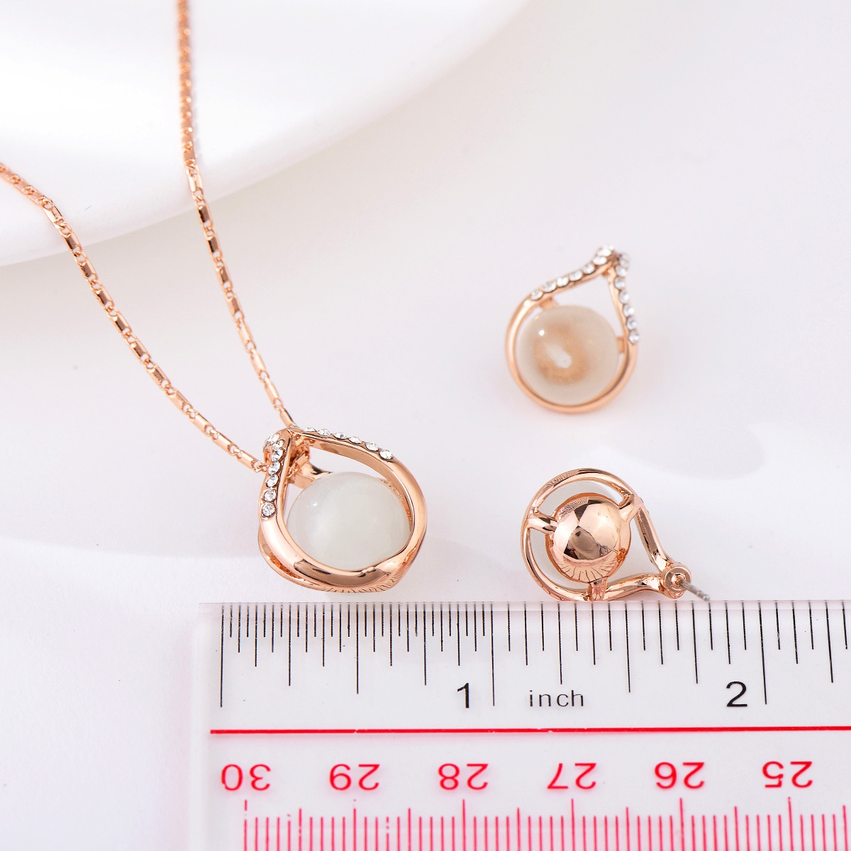 Funky Small Rose Gold Plated 2 Piece Jewelry Set