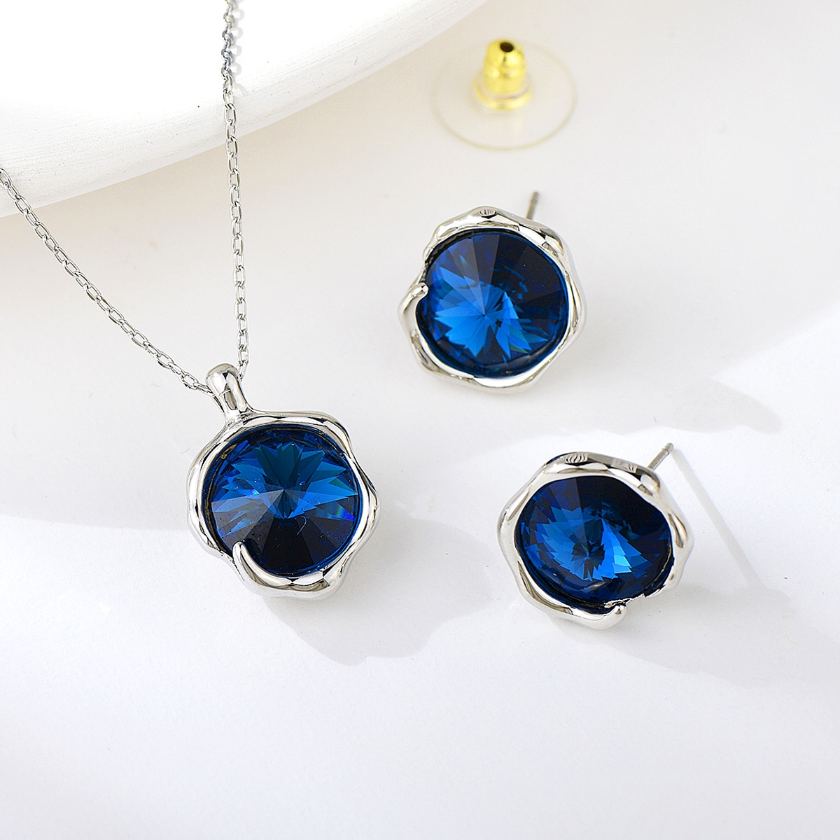 Fancy Small Blue 2 Piece Jewelry Set
