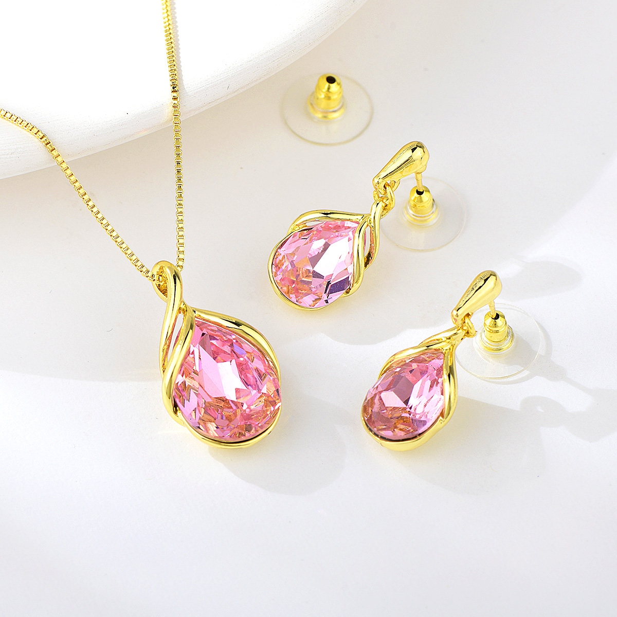 Beautiful Artificial Crystal Geometric 3 Piece Jewelry Set